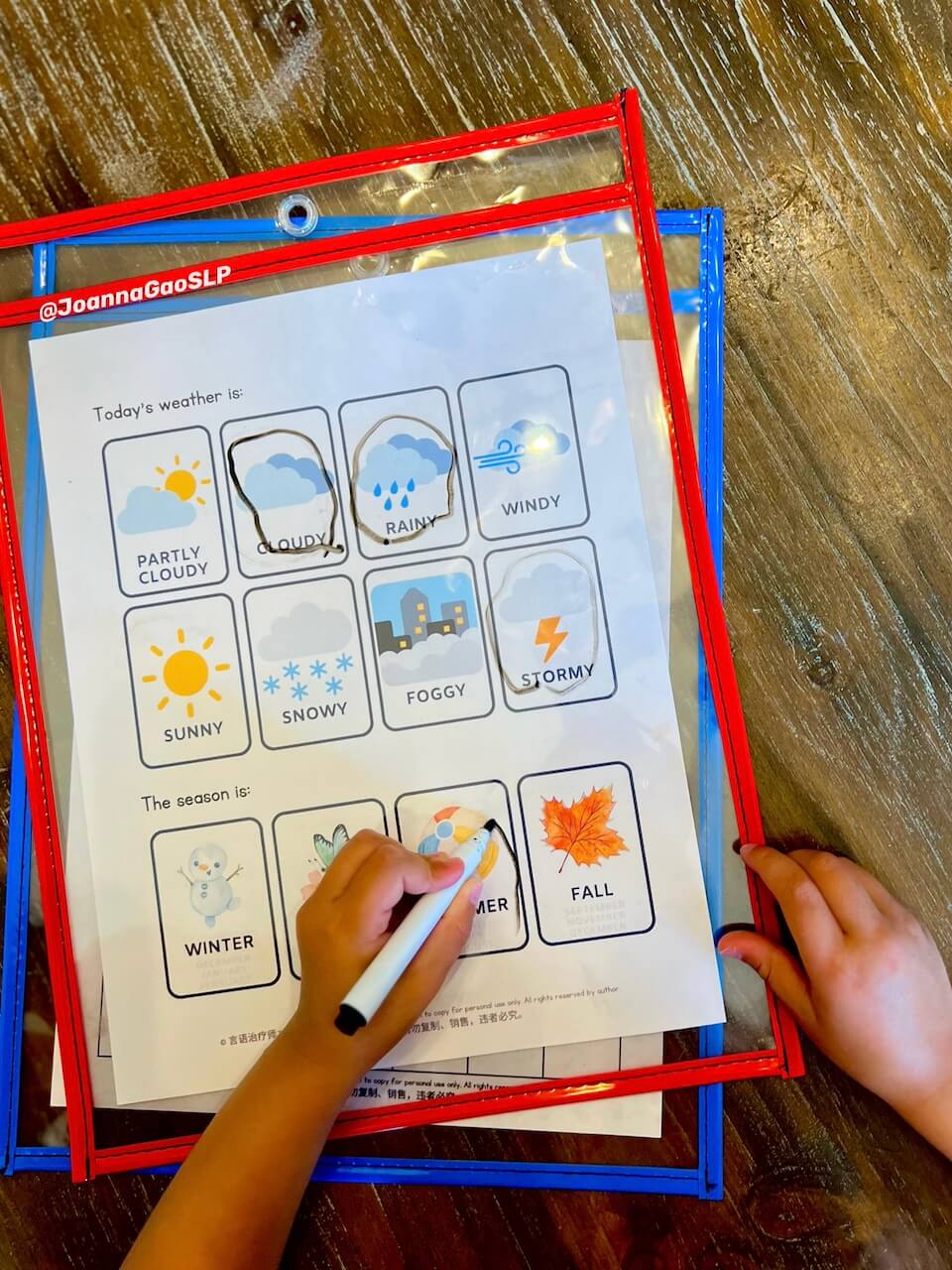 Weather & Seasons Worksheet | 言语治疗师Joanna, Mandarin-Speaking Bilingual ...